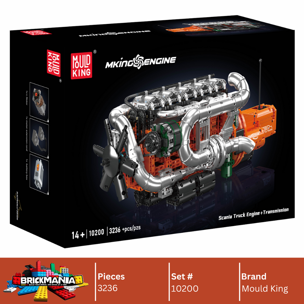 Mould King 10200 Inline-6 Truck Engine & Transmission Building Toy Set ...