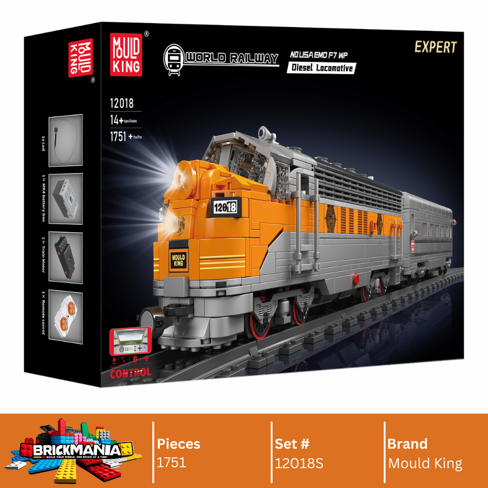 Mould King 12018S Train USA EMD F7 WP Diesel Locomotive Building Toy S ...