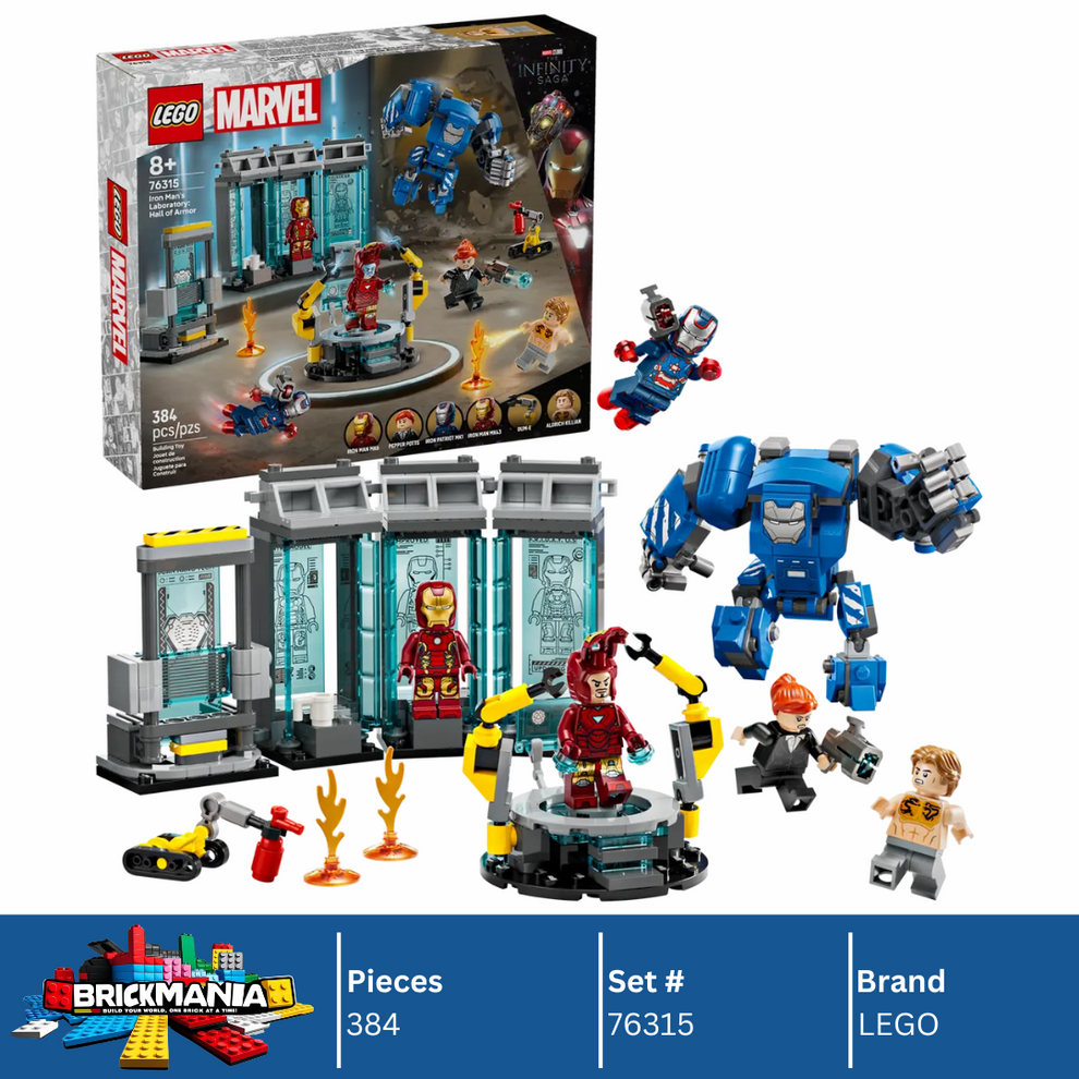 LEGO 76315 Marvel Iron Man's Laboratory: Hall of Armor | 384 PCS ...