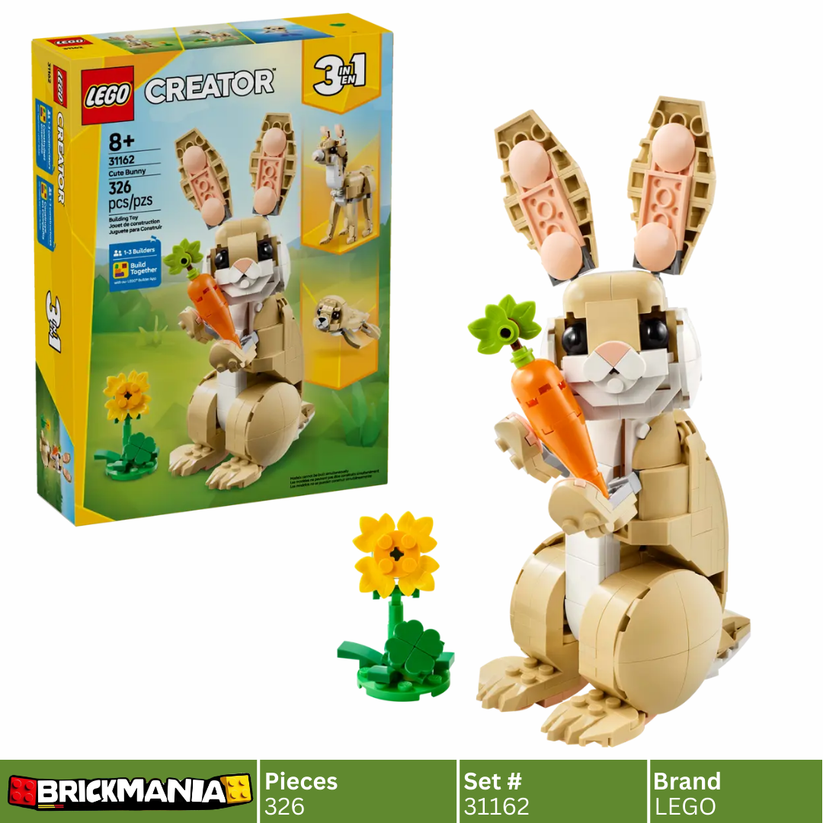 LEGO 31162 Creator 3-in-1 Cute Bunny | 326 PCS – Brickmania