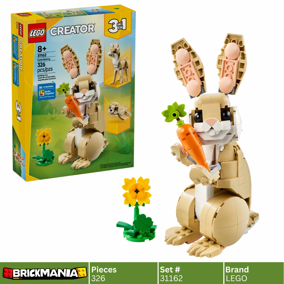 LEGO 31162 Creator 3-in-1 Cute Bunny | 326 PCS – Brickmania
