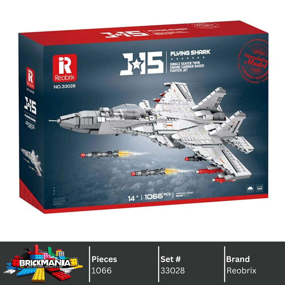 Reobrix 33028 J‑15 Fighter Jet Building Toy Set | 1066 PCS – Brickmania