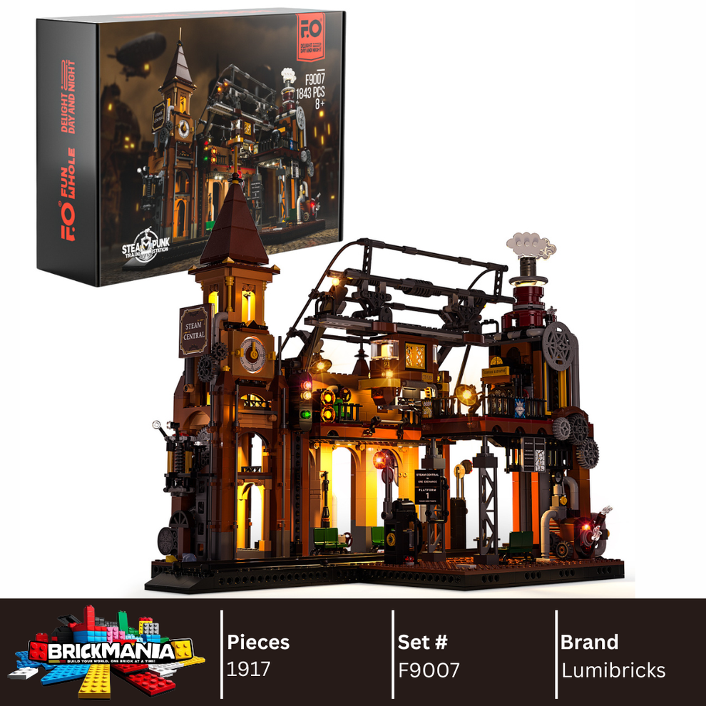 Lumibricks F9007 V2.0 Steampunk Train Station Building Toy Set | 1917 ...